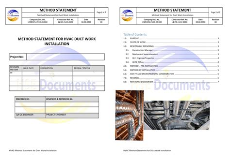 Method Statement For Hvac Duct Work Installation Hse Documents