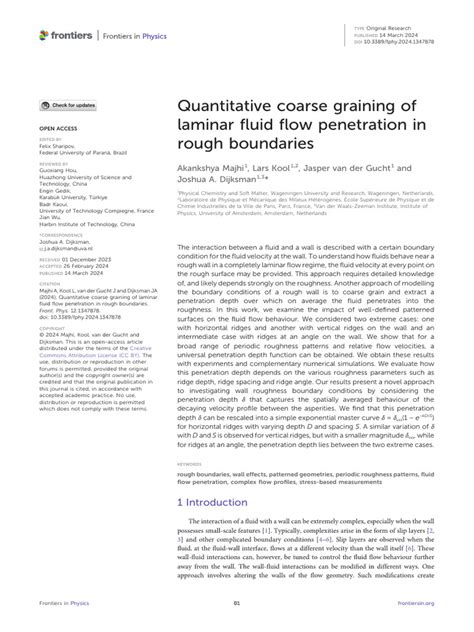 Quantitative Coarse Graining Of Laminar Fluid Flow Penetration In Rough Boundaries Pdf