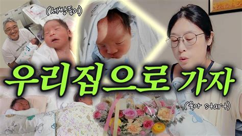 [vlog] 조리원 안가고 실전육아하러 집으로🏠 숨참고 육아다이브🤿 4박5일 병원생활 현실육아 세쌍둥이 Youtube