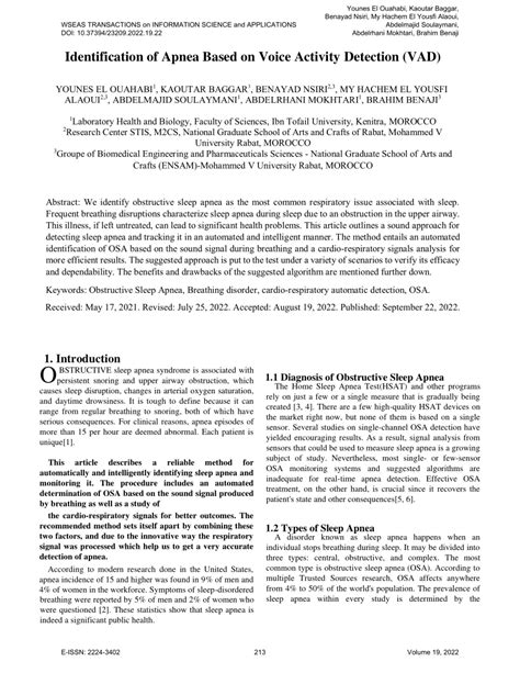 PDF Identification Of Apnea Based On Voice Activity Detection VAD