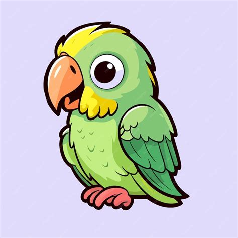 Personaje Lindo Loro Ilustración En Estilo De Dibujos Animados Plana