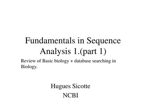 PPT Fundamentals In Sequence Analysis Part PowerPoint Presentation ID