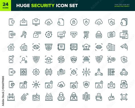 Huge Security Vector Line Icon Set Protection And Safety Icon