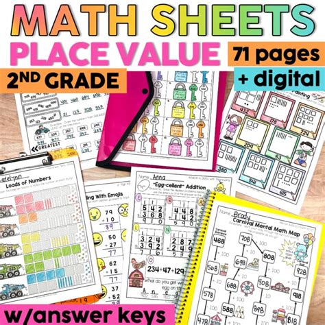 Place Value Worksheets 2nd Grade Math Review Packets And Fun Math