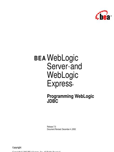 Programming Weblogic Jdbc Pdf Oracle Database Databases