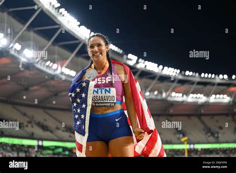 Janee Kassanavoid Celebrating His Medal With The Flag In The Budapest
