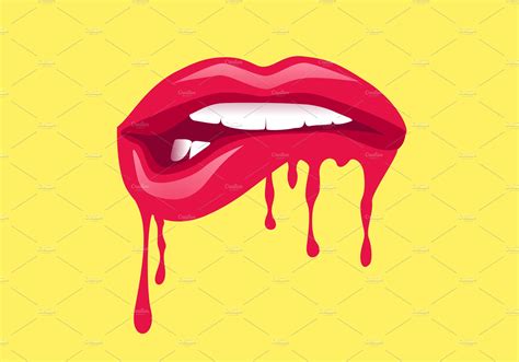 Trendy Liquid Drip Lips Vector Set Illustrations ~ Creative Market