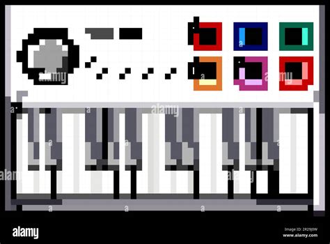 Equipment Synthesizer Audio Game Pixel Art Vector Illustration Stock