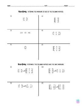 Introduction To Matrices Notes And Practice By Boba Teach Repeat