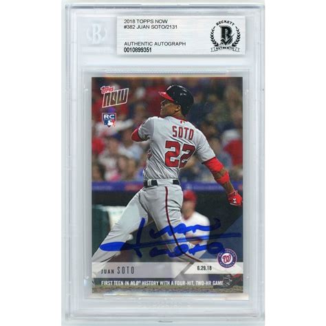 Juan Soto 2018 Topps Now Autographed Rc Rookie Card 382 Bas Steel City Collectibles