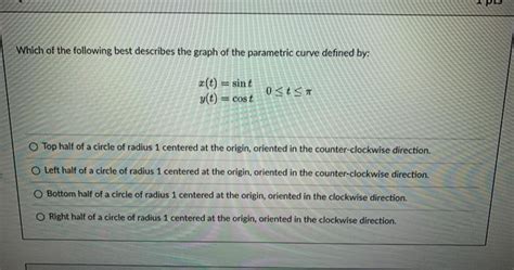Solved Which Of The Following Best Describes The Graph Of
