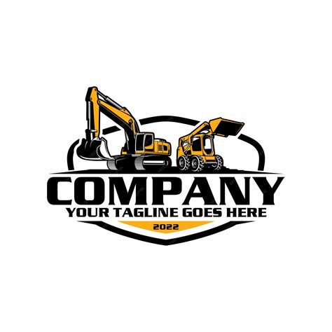 Bagger Logo Eimer Logo Schwermaschinenfahrzeug Premium Vektor