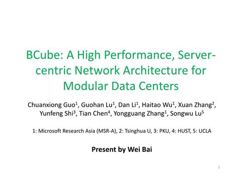 Ppt Bcube A High Performance Server Centric Network Architecture For Modular Data Centers