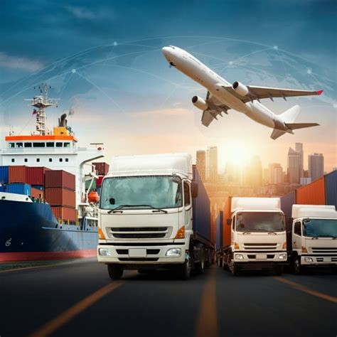 Ai Generated Multi Modal Shipping Scene With Cargo Ship Semi Trucks