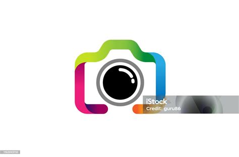 창의적 다채로운 카메라 라인 로고 디자인 상징 벡터 일러스트 겉창에 대한 스톡 벡터 아트 및 기타 이미지 겉창 다중 색상 카메라 Istock