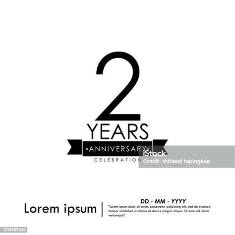 흑백 스탬프가있는 2 주년 기념 로고 타입 웹 전단지 전단지 브로셔 포스터 초대 장 또는 인사말 카드를위한 벡터 일러스트 템플릿 디자인 2에 대한 스톡 벡터 아트 및 기타