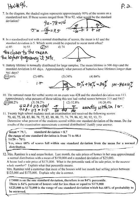 normal distribution worksheets