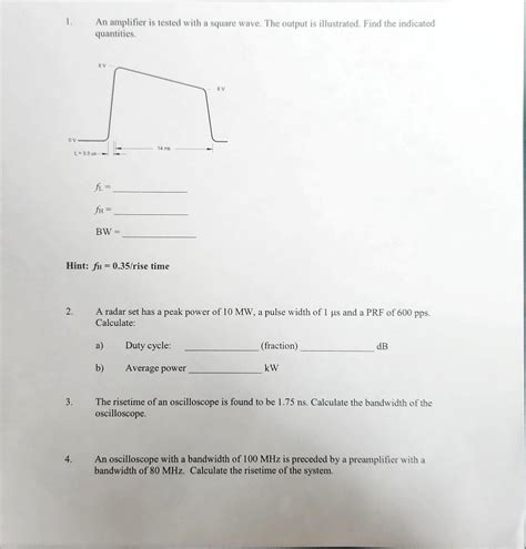 An Amplifier Is Tested With A Square Wave The Chegg