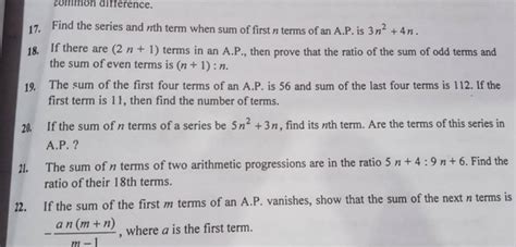 17 Find The Series And Nth Term When Sum Of First N Terms Of An Ap Is