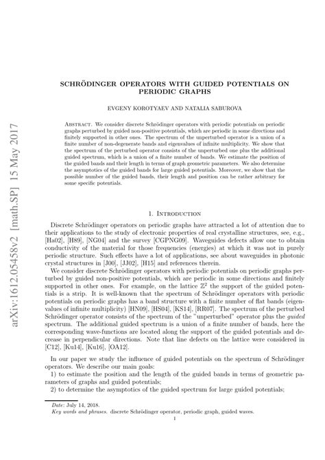 Pdf SchrÖdinger Operators With Guided Potentials On Periodic Graphs