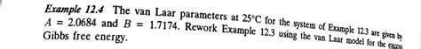 Example 12 4 The Van Laar Parameters At 25°c For The
