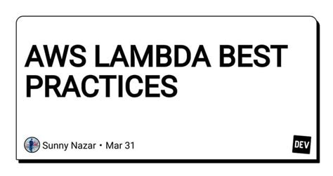 aws lambda best practices r devto