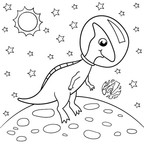 Premium Vector Dinosaur Astronaut In Space Coloring Book