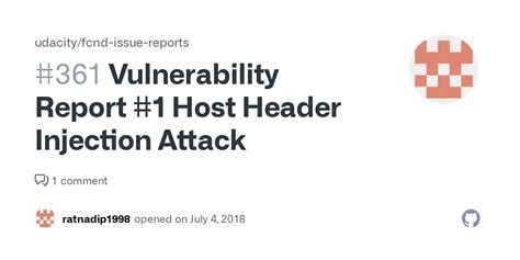 vulnerability report 1 host header injection attack · issue 361