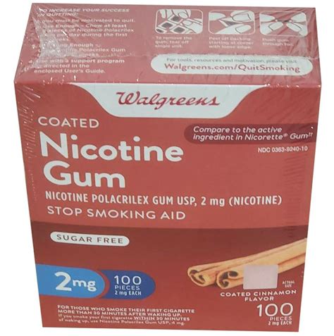 Walgreens Nicotine Replacement Gum 2mg Cinnamon 100 Ea