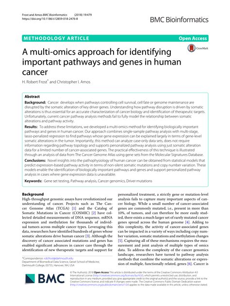 Pdf A Multi Omics Approach For Identifying Important Pathways And