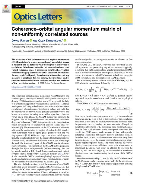 Coherence Orbital Angular Momentum Matrix Of Non Uniformly Correlated