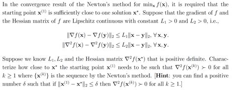In The Convergence Result Of The Newton S Method For Chegg Com