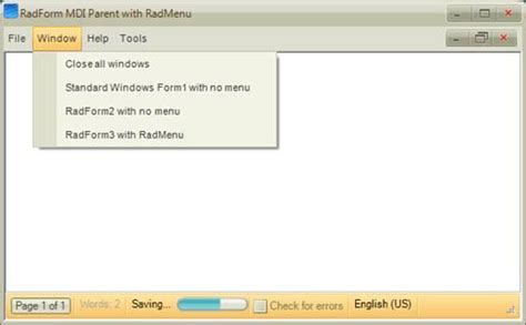 menu merge radcontrols for winforms