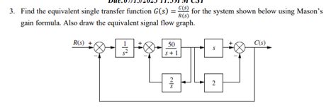 solved 3 find the equivalent single transfer function
