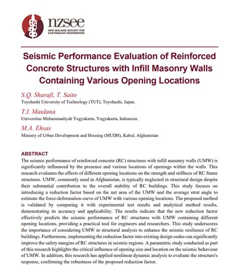 Pdf Seismic Performance Evaluation Of Reinforced Concrete Structures