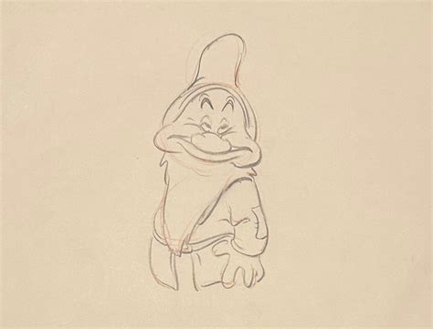 Original Walt Disney Production Drawing Featuring Sneezy 1937