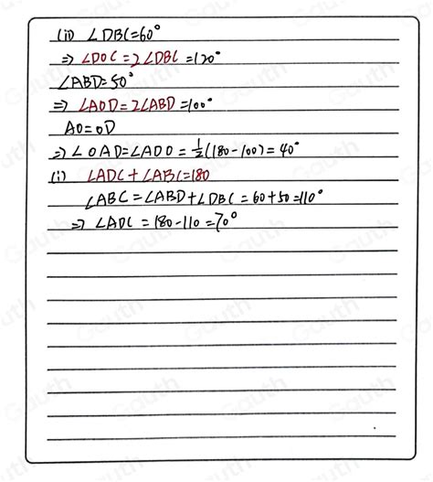 solved ln fig 5 ∠ abd 50° and ∠ dbc 60° calculate i ∠ adc and nd