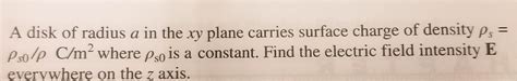 Solved A Disk Or Radius A In The Xy Plane Carries Surface