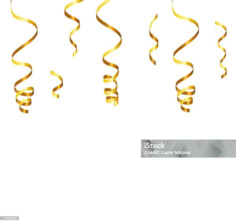 골든 작은 색종이와 스트리머 리본이 투명한 배경에 떨어집니다 벡터 기념일에 대한 스톡 벡터 아트 및 기타 이미지 기념일 노랑 놀라움 Istock