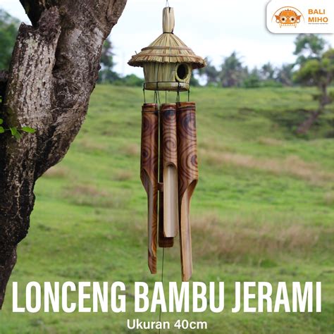 Jual Lonceng Bambu Motif Jerami Bunga Bakar Ukuran Cm Dekorasi Rumah Lonceng Bambu