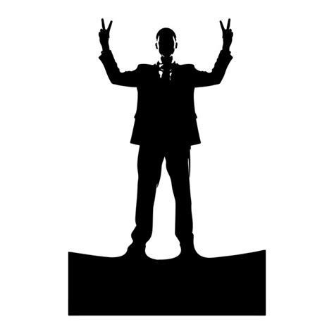 Businessman Silhouette With Peace Signs Sketch Art Premium Ai