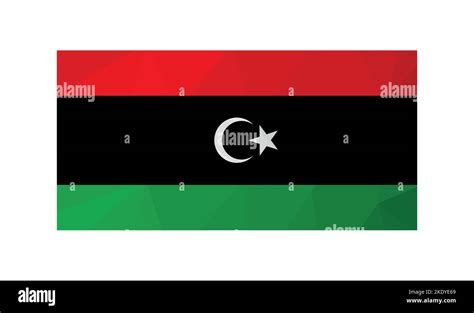 Vector Illustration Official Ensign Of Libya National Flag With Red Black Green Stripes And