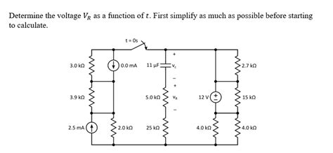 Solved Determine The Voltage VR As A Function Of T First Chegg Com