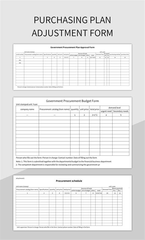Purchasing Plan Adjustment Form Excel Template And Google Sheets File For Free Download Slidesdocs