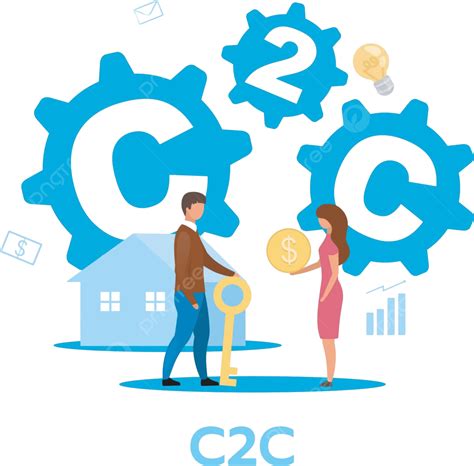 Flat Vector Illustration Of A Business Model Based On Customertocustomer Interaction Vector