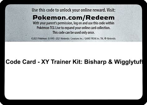 Code Card Xy Trainer Kit Bisharp And Wigglytuff — Xy Trainer Kit