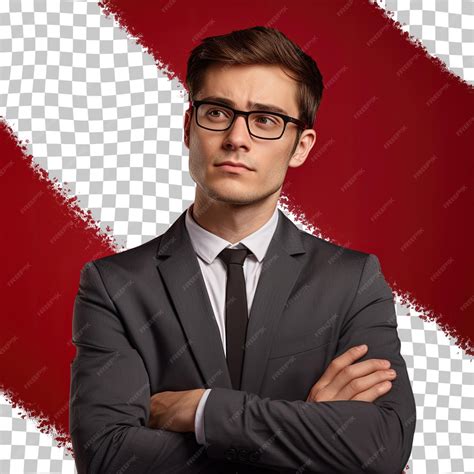 Premium Psd A Man In A Suit With Glasses And A Tie With His Arms Crossed