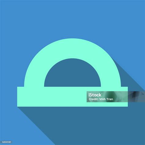 긴 그림자가 있는 각도기 평면 아이콘입니다 간단한 수학 아이콘 픽토그램 벡터 그림입니다 학교 과목 계산 측정 통치자 수학 개념 로고 디자인 각도에 대한 스톡 벡터 아트 및