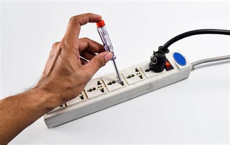 Check Electric Current With Voltage Testing Screwdriver In Neutral Socket Stock Photo Image Of