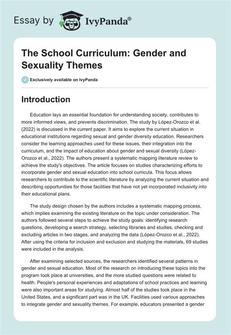 The School Curriculum Gender And Sexuality Themes 1132 Words
